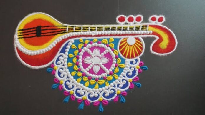 10 Best Saraswati Rangoli Designs For Vasant Panchami 2024